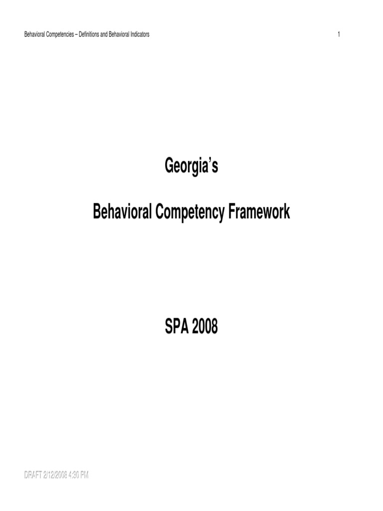 Georgia - S Behavioral Competency Framework PDF | PDF