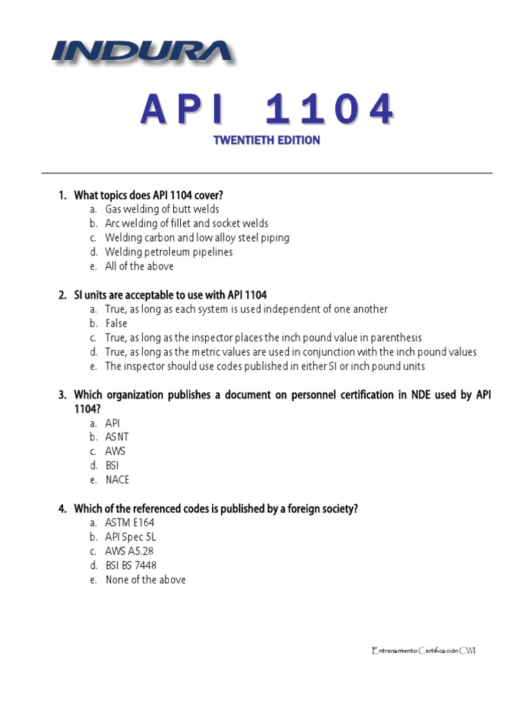 API 1104 Welding Certification Exam Guide | PDF | Welding | Construction