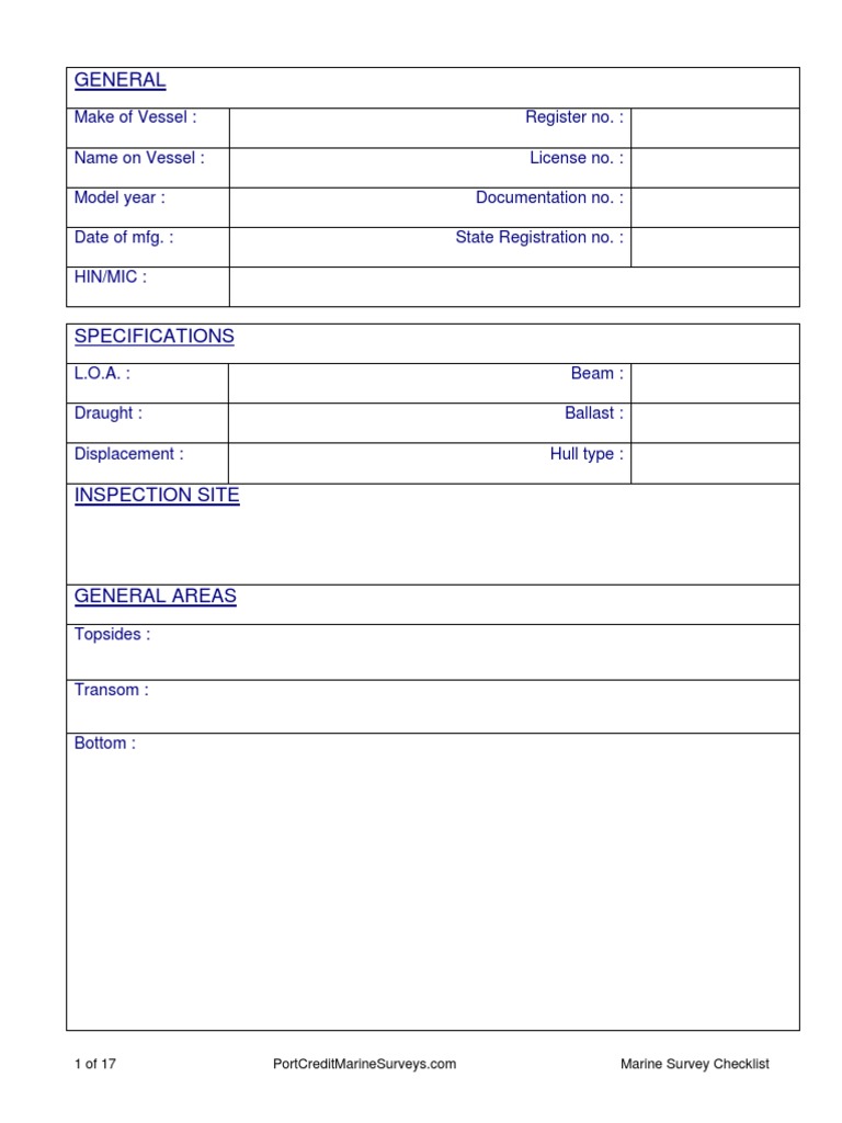 Marine Survey Checklist | PDF | Hull (Watercraft) | Rudder