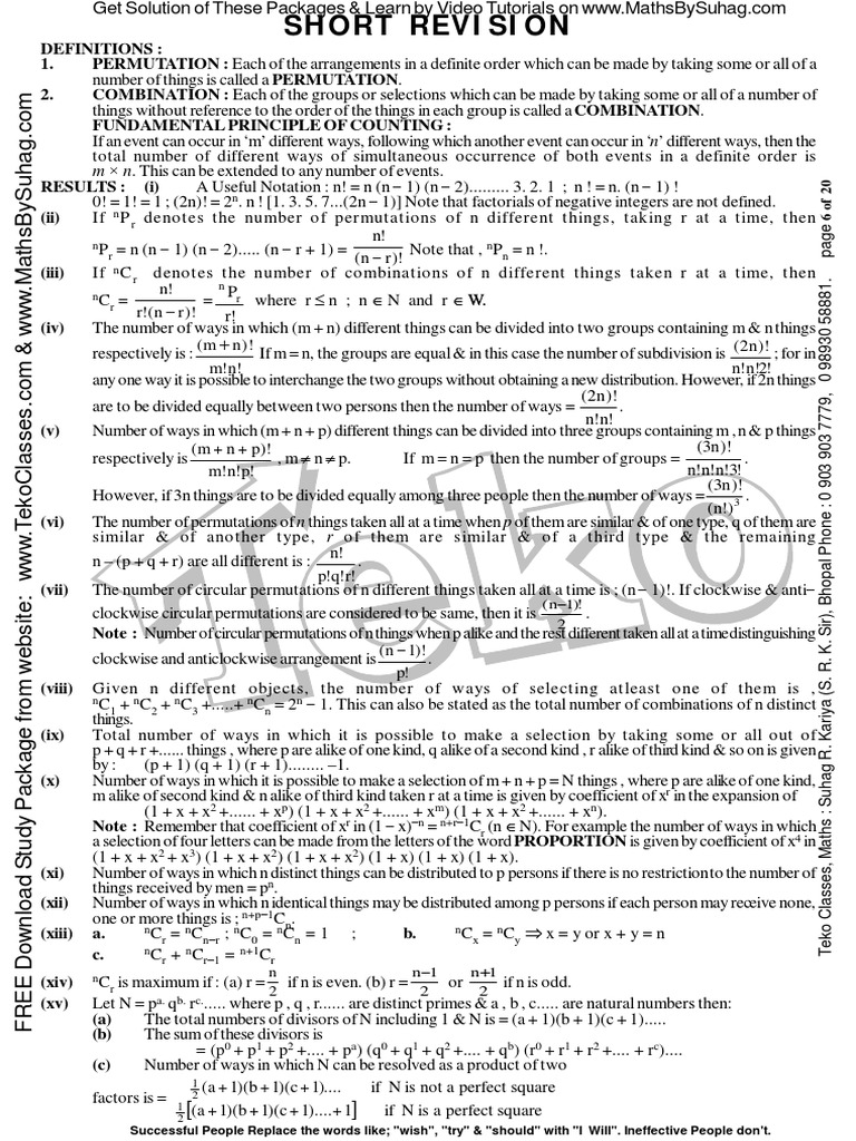 9 Permutation & Combination Part 2 of 4 | PDF | Numbers | Permutation