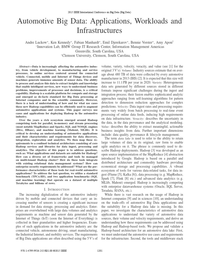 Automotive Big Data | PDF | Apache Hadoop | Apache Spark