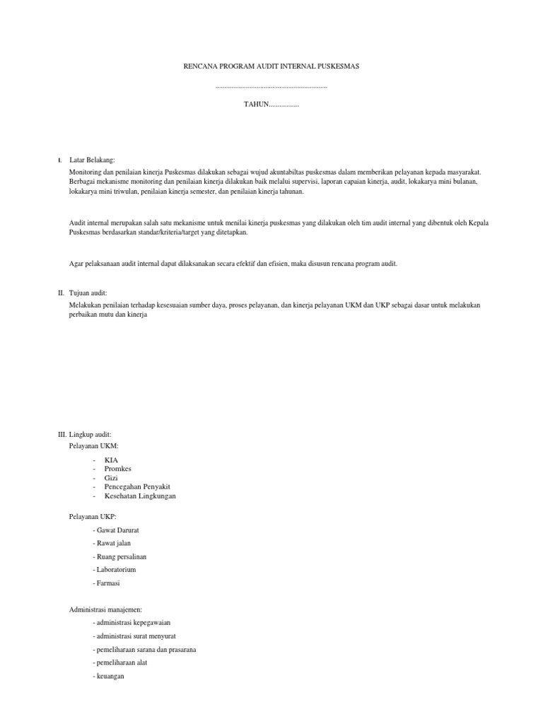 Contoh Audit Plan Dan Instrumen Audit | PDF