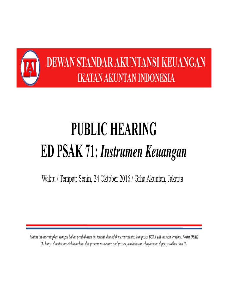Public Hearing ED PSAK 71: Instrumen Keuangan | PDF