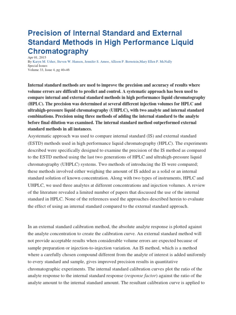 Precision of Internal Standard and External Standard Methods in High ...