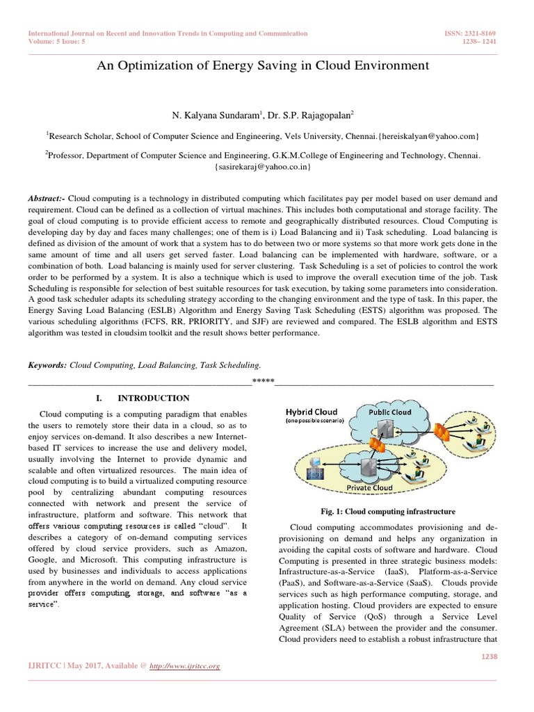An Optimization of Energy Saving in Cloud Environment | PDF | Cloud Computing | Computing