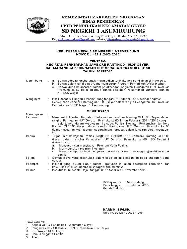 SK Kegiatan Pramuka PERSAMI | PDF