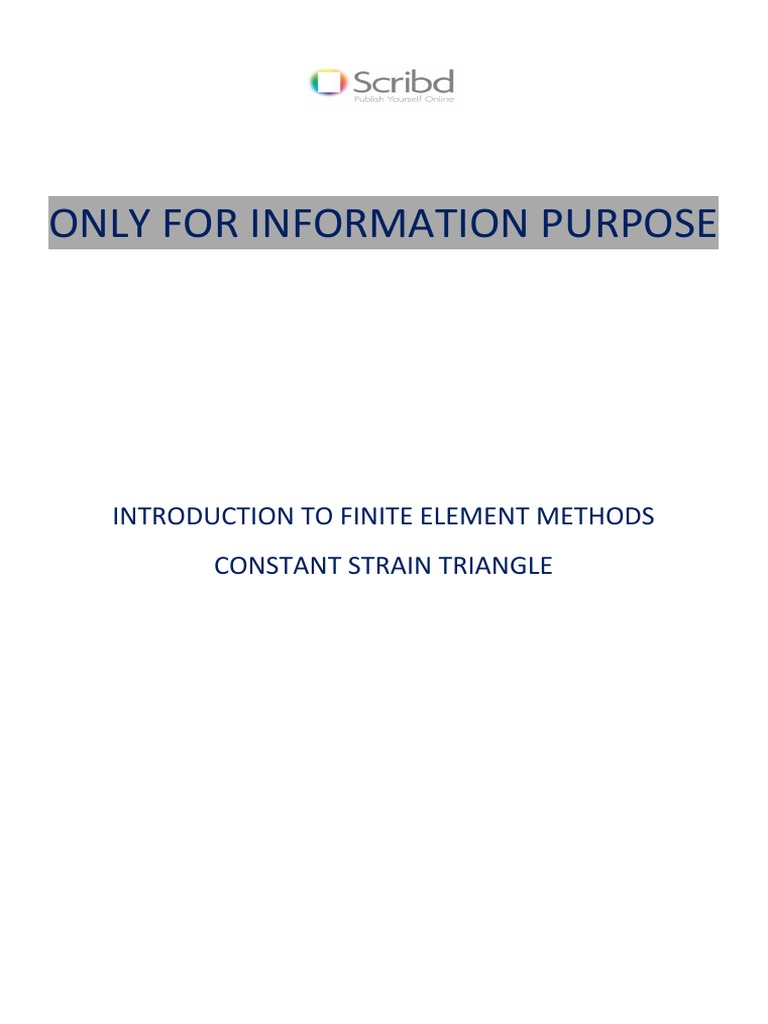 Finite Element Method: Constant Strain Triangle | PDF | Deformation ...