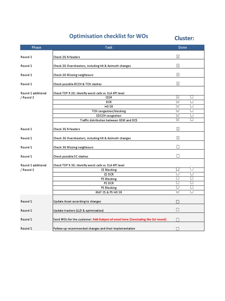 Optimisation Checklist For Wos: Cluster | PDF | Technology & Engineering