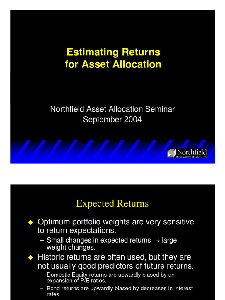 Estimating Returns For Asset Allocation | PDF | Capital Asset Pricing ...