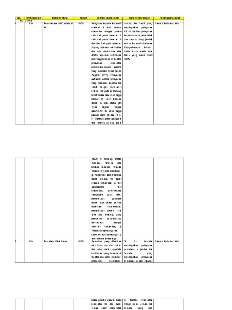 Indikator Mutu Ukm | PDF