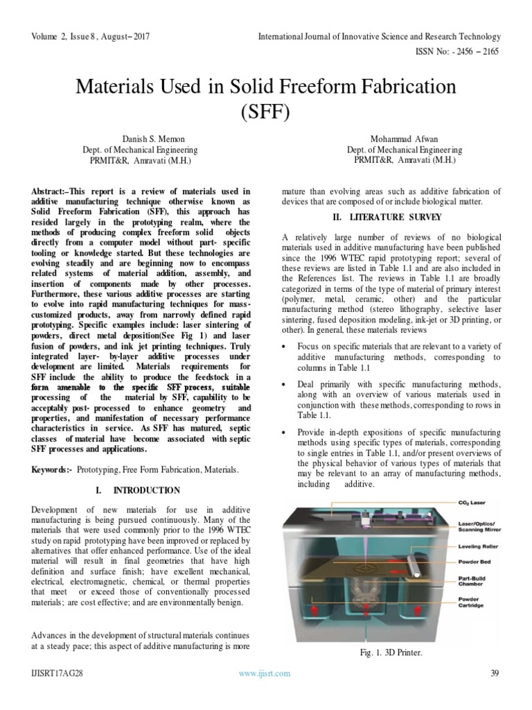 Materials Used in Solid Freeform Fabrication 1 | PDF | 3 D Printing ...