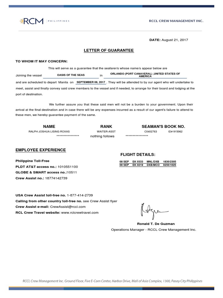 Letter of Guarantee: Nothing Follows | PDF