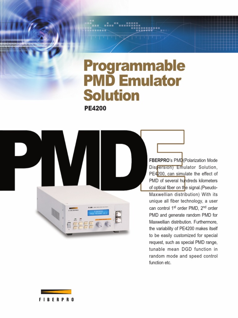 Programmable PMD Emulator Solution: FBERPRO's PMD (Polarization Mode ...