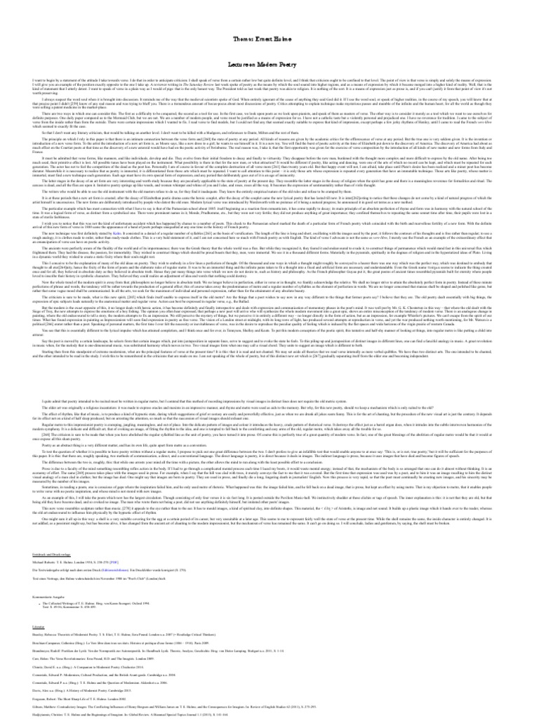 Hulme's Perspective on Modern Poetry | PDF | Metre (Poetry) | Poetry