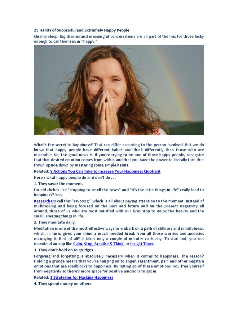 25 Habits of Successful and Extremely Happy People | PDF | Gratitude ...