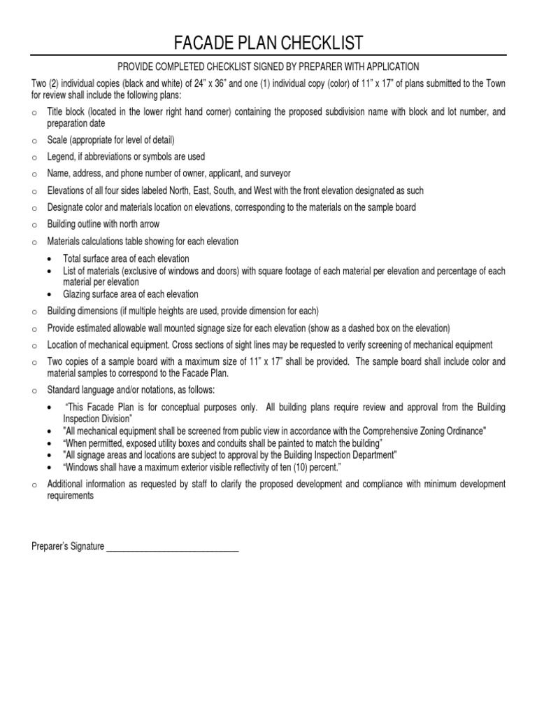 Facade Plan Submission Checklist | PDF