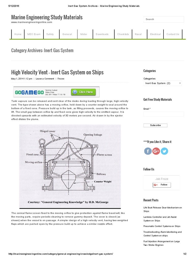 High Velocity Vent - Inert Gas System On Ships | PDF | Oil Tanker ...
