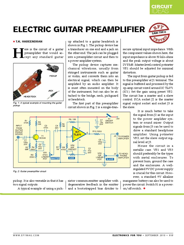 Electric Guitar Preamplifier | PDF | Amplifier | Electronic Circuits