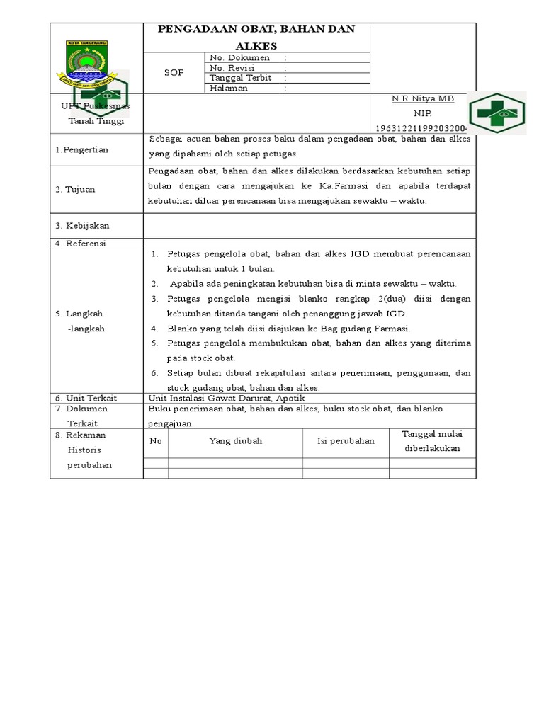 Prosedur Pengadaan Obat Bahan Medis Dan Alat Kesehatan Di Puskesmas