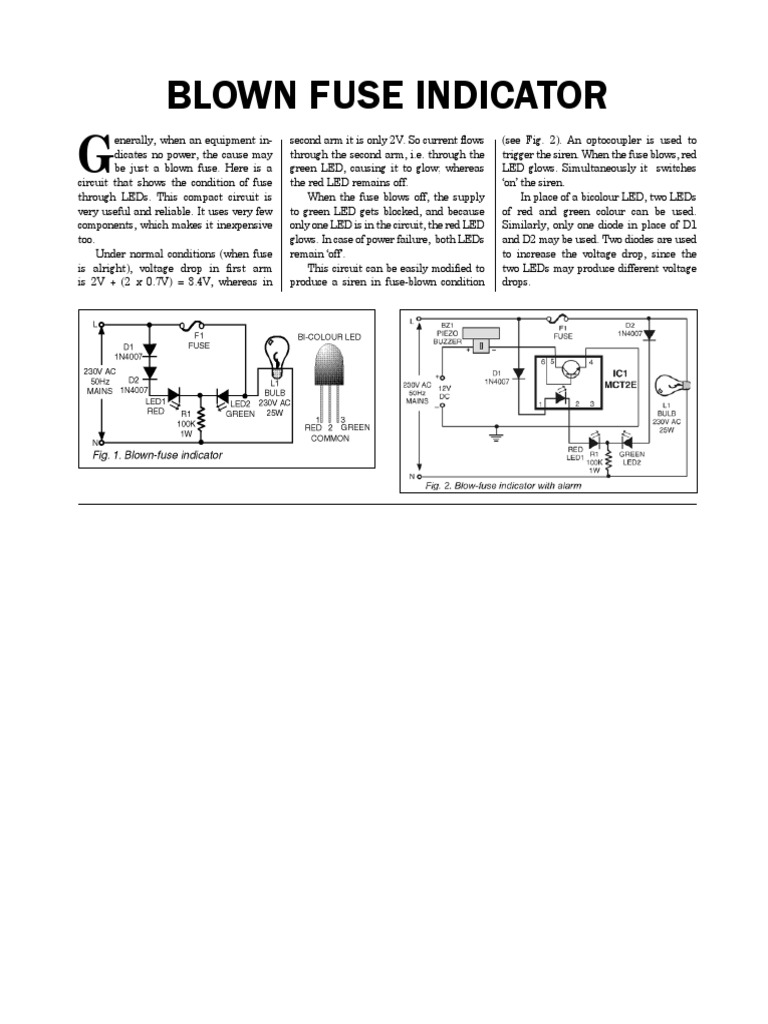 Blown Fuse Indicator Circuit | PDF | Teaching Methods & Materials ...