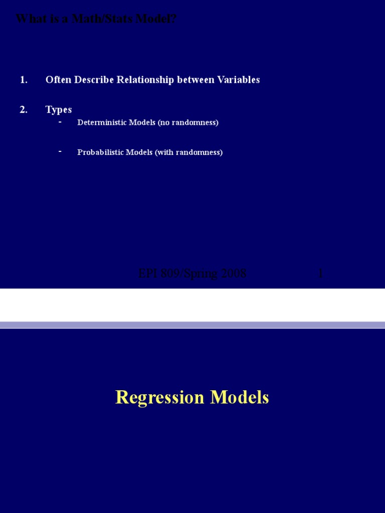 What Is A Math/Stats Model?: 1. Often Describe Relationship Between Variables 2. Types | PDF ...