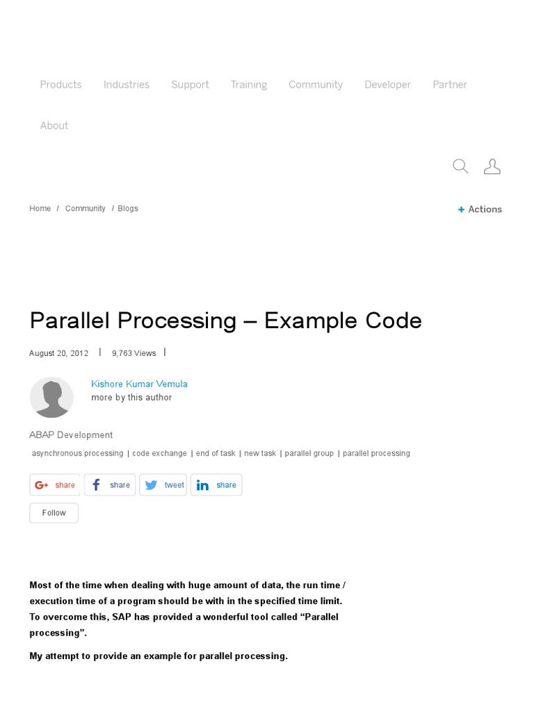 Parallel Processing - Example Code - SAP Blogs | PDF | Parallel ...