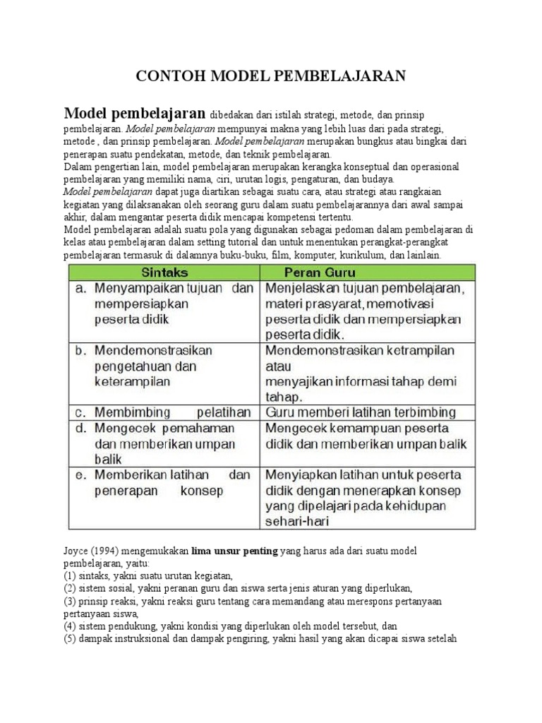 Contoh Model Pembelajaran | PDF