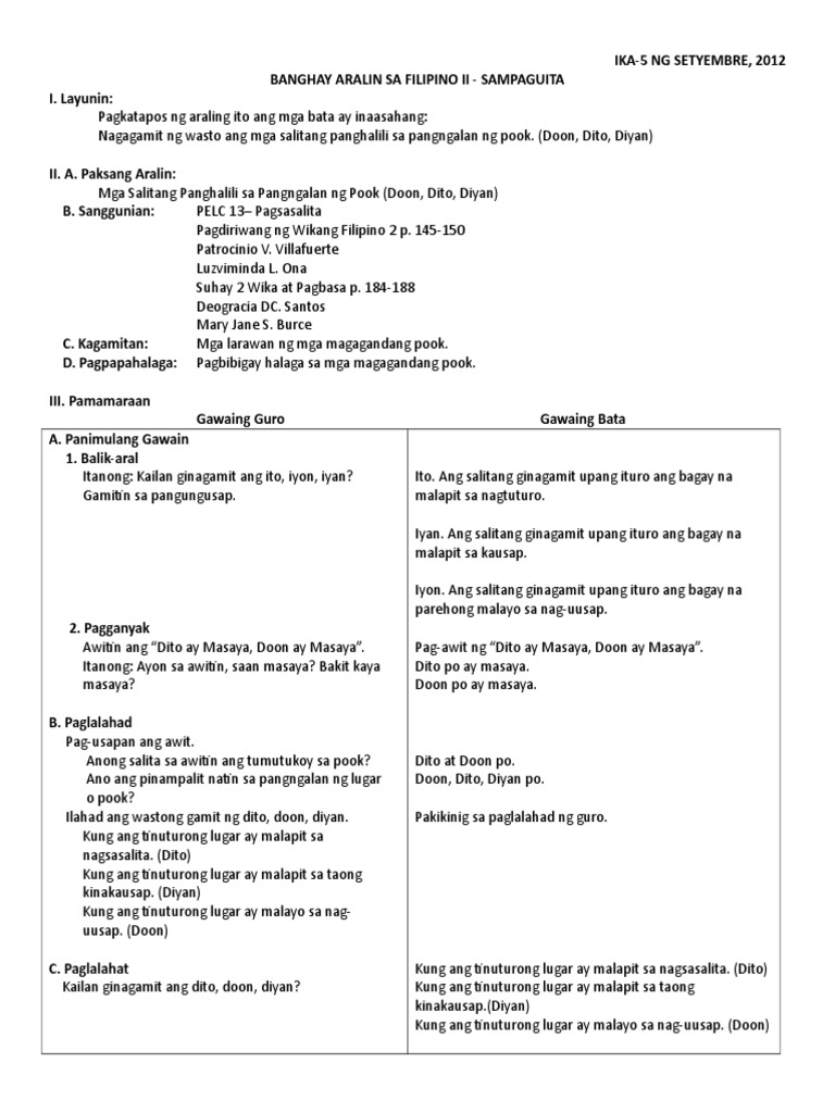 Demo LP For Filipino 2-A | PDF