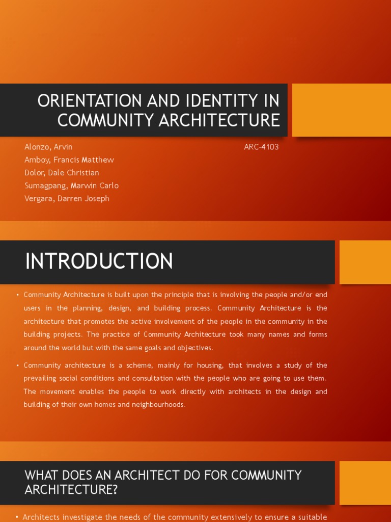 Community Architecture: Orientation & Identity | PDF | Gender Analysis ...