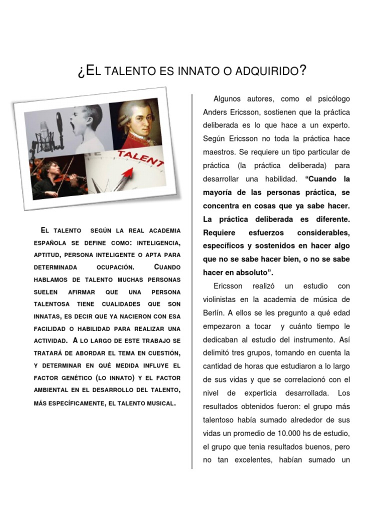 El Talento Es Innato o Adquirido | PDF | Corteza cerebral | Cerebro