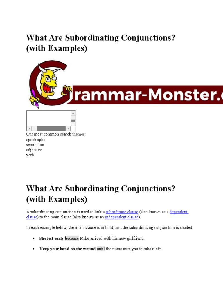 What Are Subordinating Conjunctions | PDF | Comma | Clause
