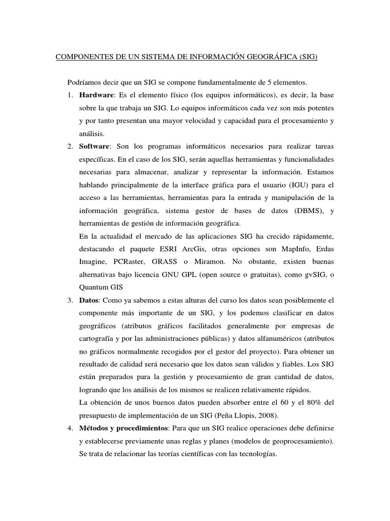Componentes de Un SIG | PDF | Sistema de información geográfica | Software