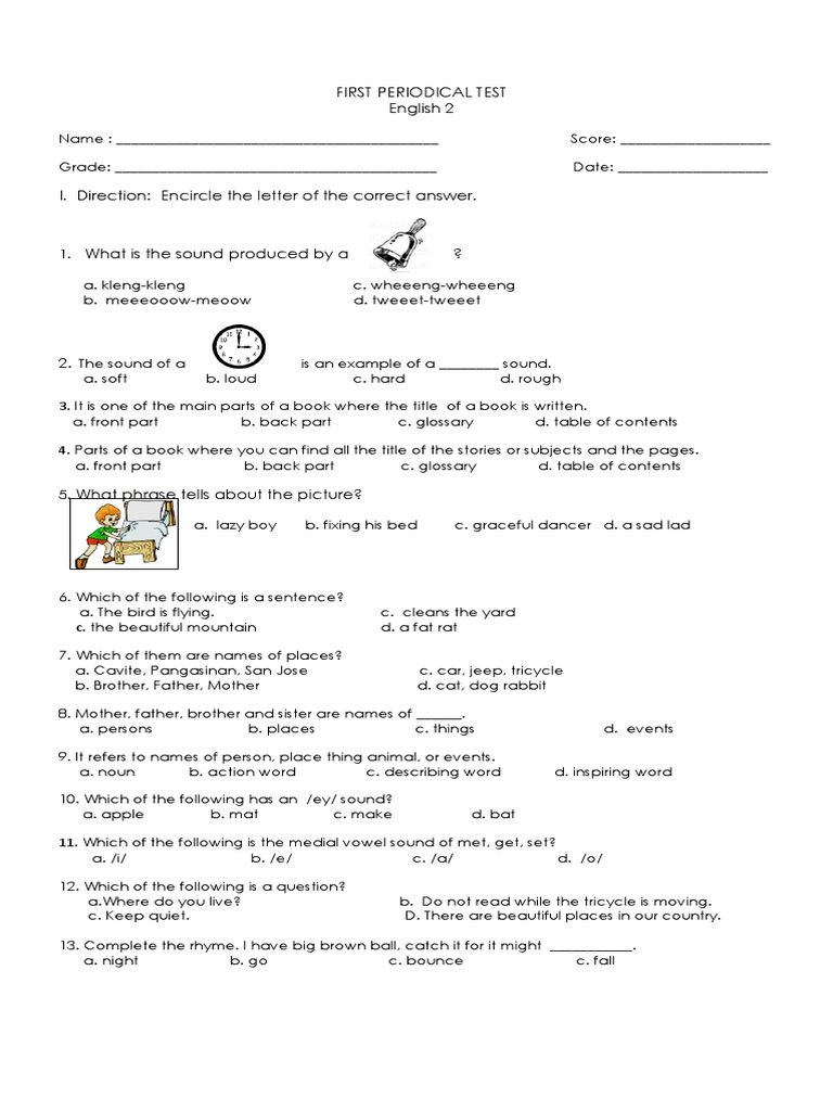 First Periodical Test English 2 | PDF | Languages | Language Arts ...