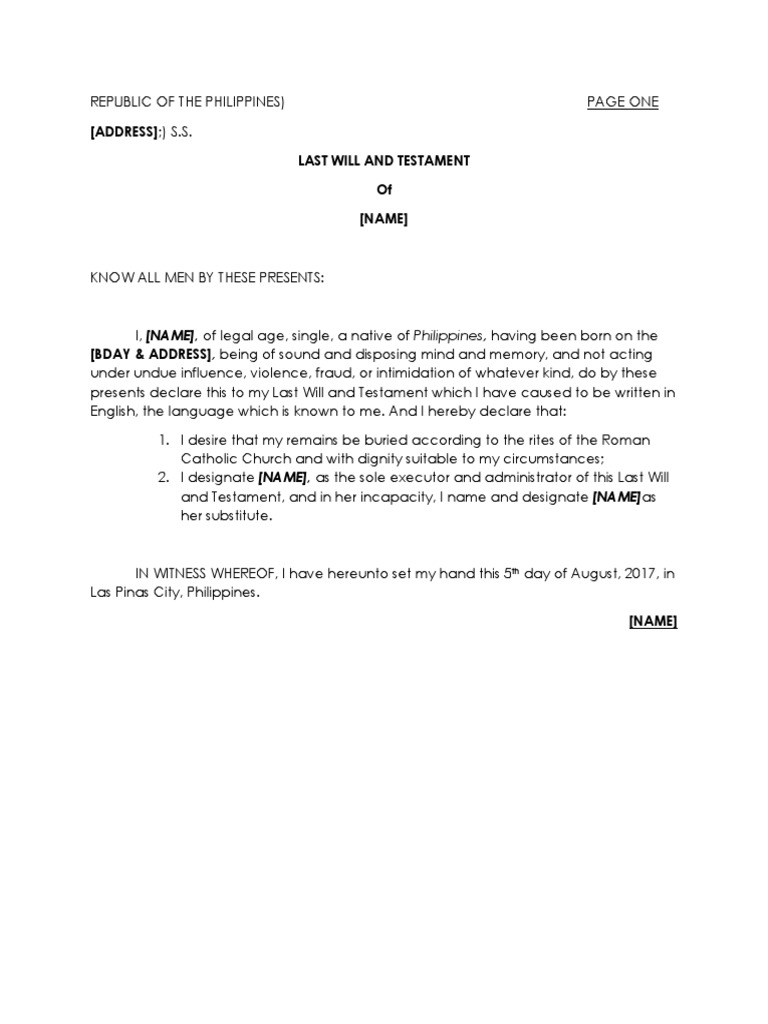 Notarial Will Template | PDF | Will And Testament | Document