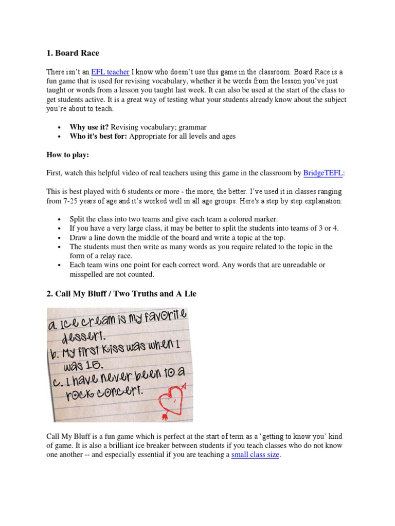 Board Race: EFL Teacher | PDF | English As A Second Or Foreign Language ...