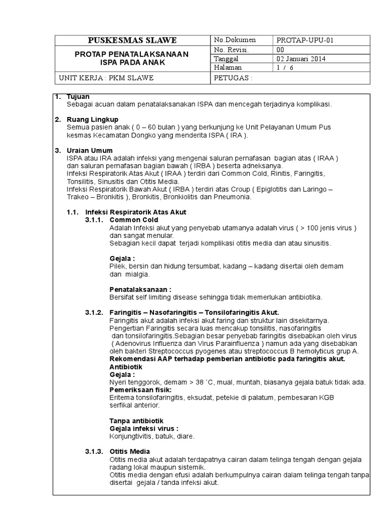 Sop ISPA Pada Anak | PDF