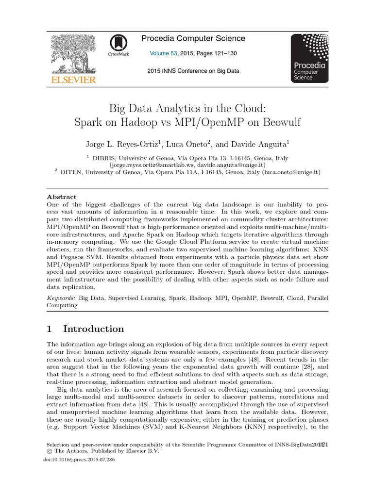 Spark On Hadoop Vs Mpi Openmp On Beowulf Pdf Apache Spark Apache Hadoop