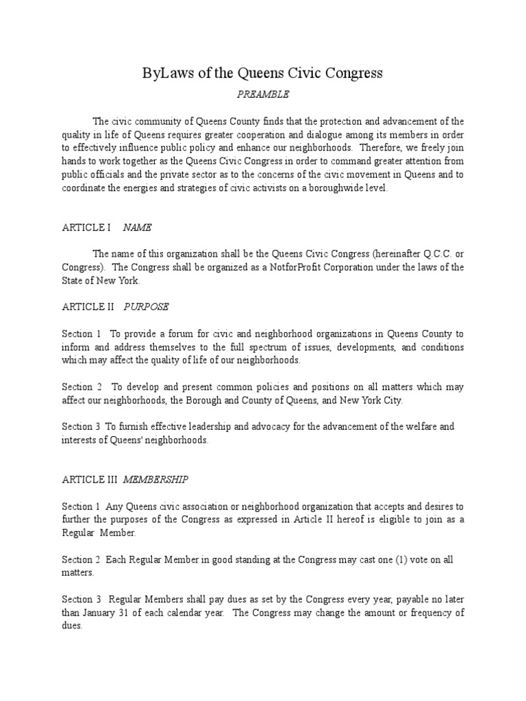 QCC by Laws | PDF | United States Congress | American Government