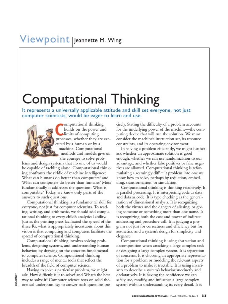 Computational Thinking - Jeannette M. Wing PDF | PDF