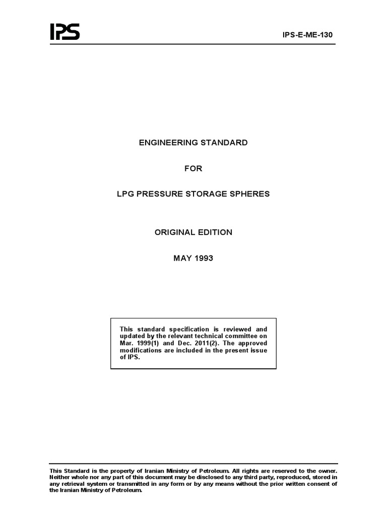 LPG Pressure Storage Spheres Standard | PDF | Propane | Pipe (Fluid ...