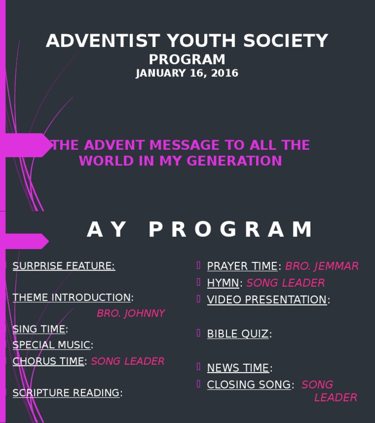 Adventist Youth Society Program | PDF