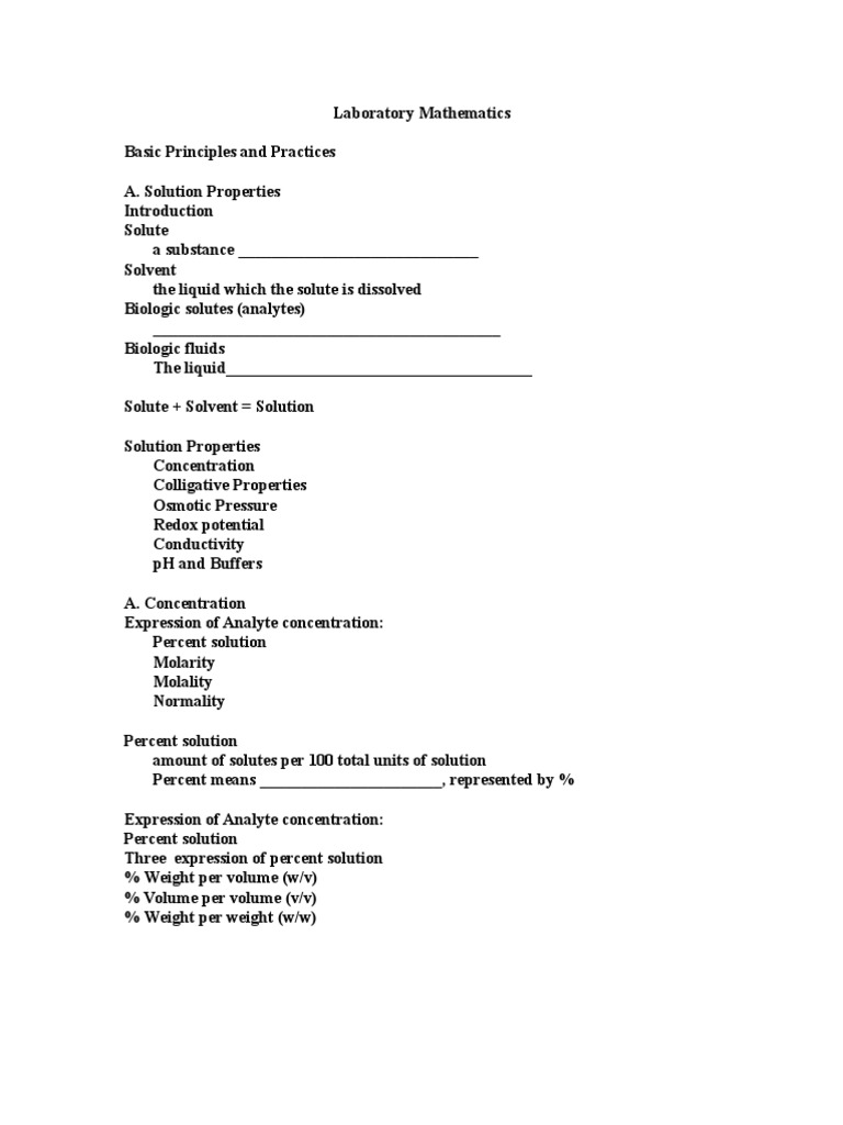 Laboratory Mathematics Essentials | PDF | Mass Concentration (Chemistry ...