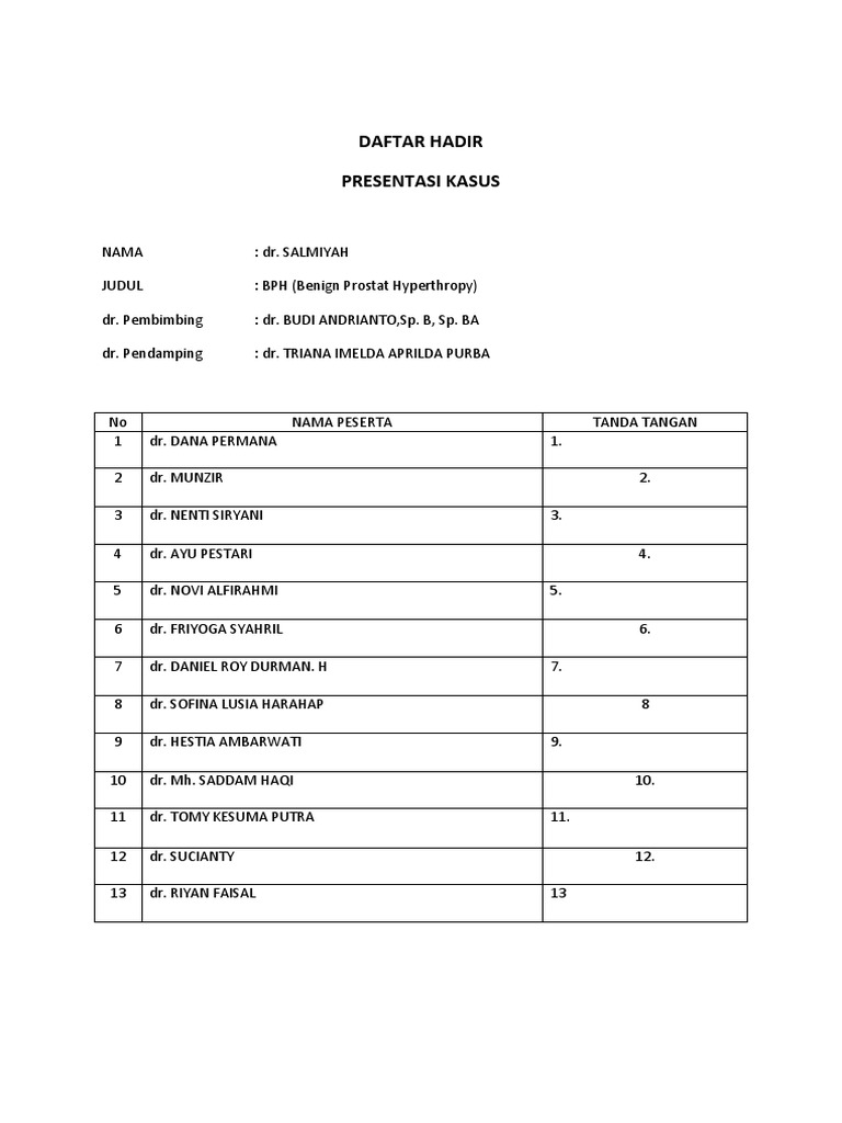 DAFTAR HADIR Lapkas Mia | PDF