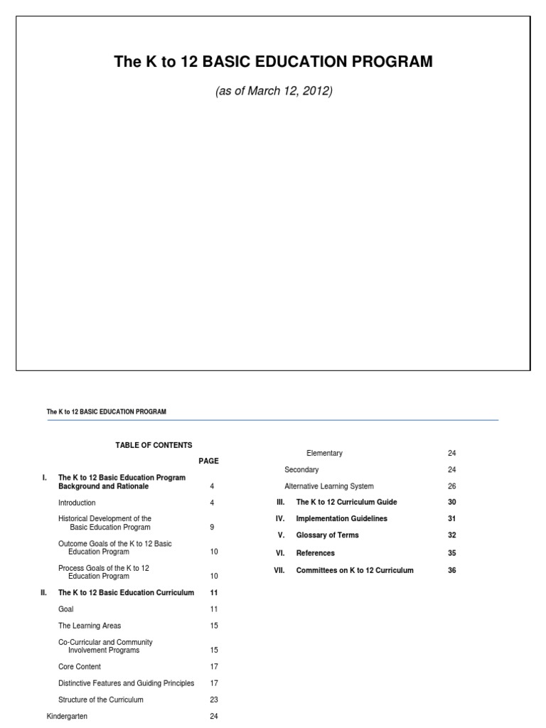 DepEd K12 Basic Education PDF | PDF