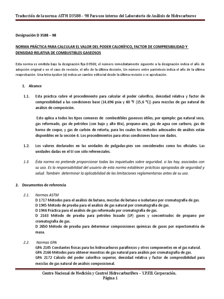 Norma Astm D 3588 | PDF | Gases | Densidad