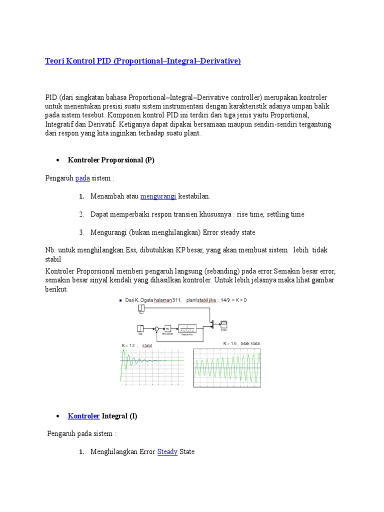 Teori Kontrol PID Proportional Integral | PDF