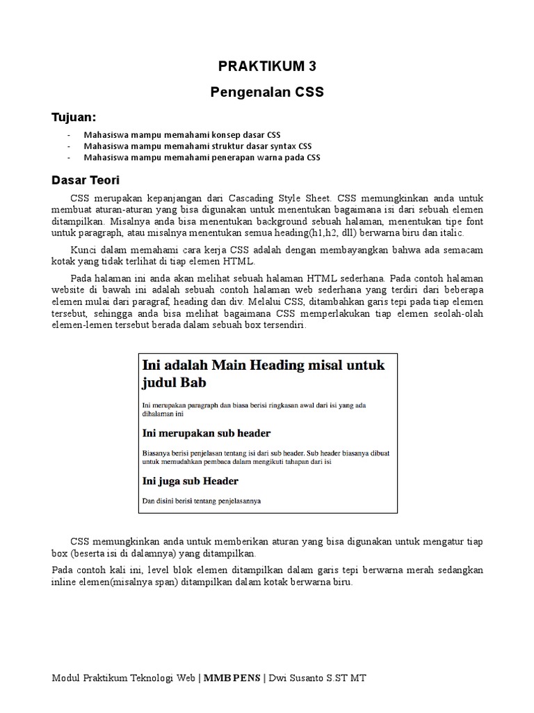 Pengenalan CSS untuk Mahasiswa | PDF