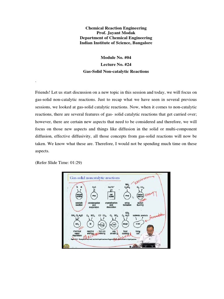 Chemical Reaction Engineering Prof. Jayant Modak Department of Chemical ...