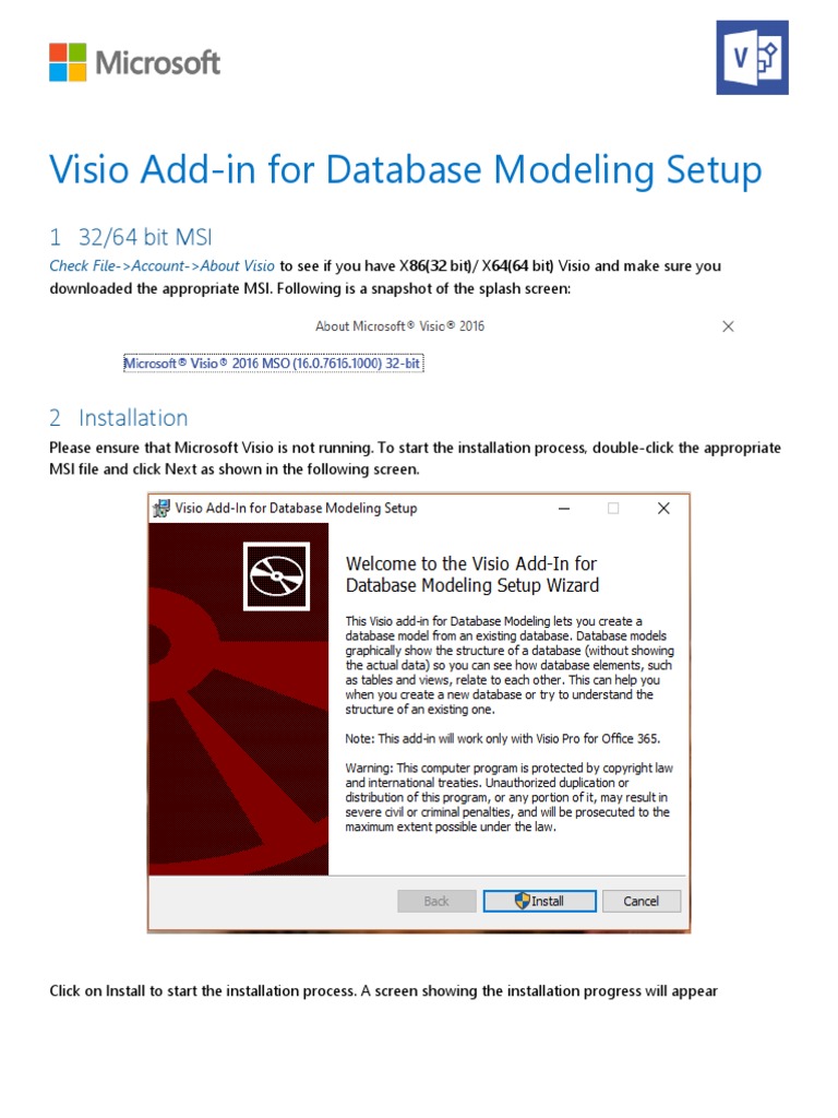 Visio Add-In For Database Modeling Setup PDF | PDF