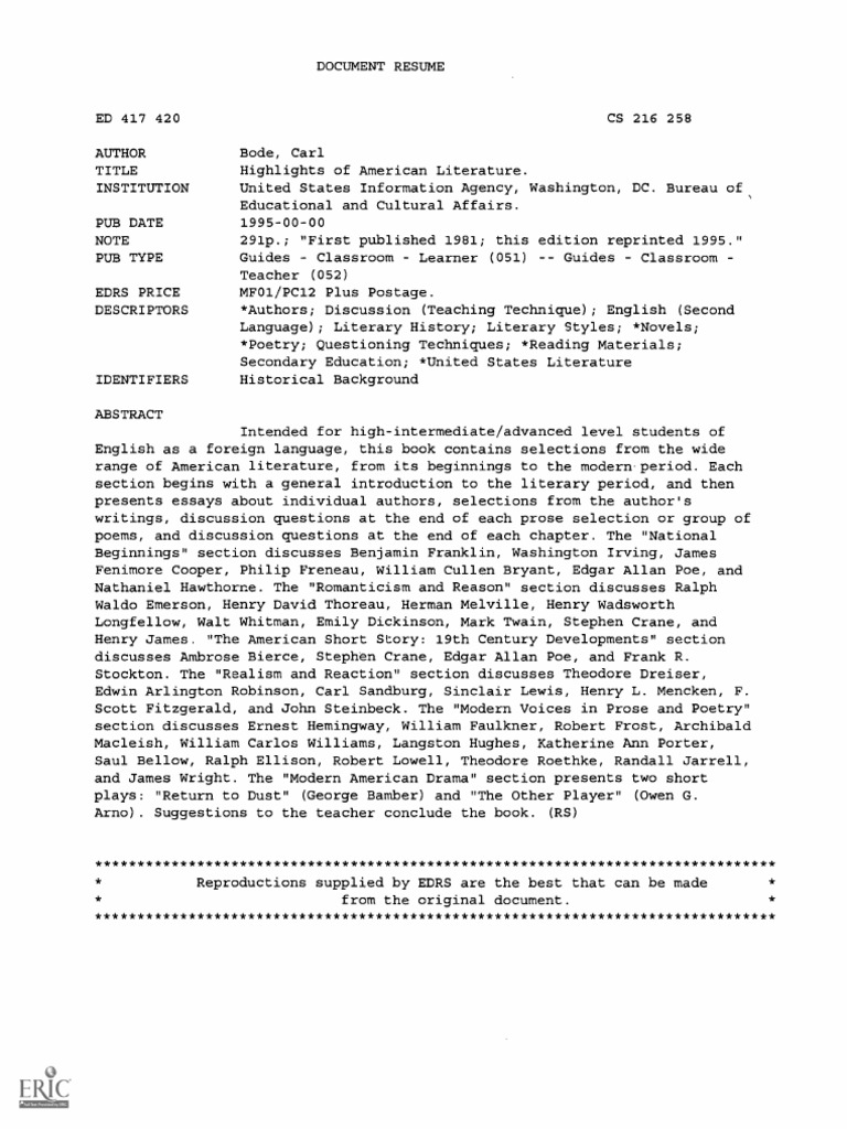 Highlights of American Literature. | PDF | Nathaniel Hawthorne ...